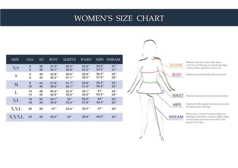 Woman’s Clothing Size Conversion Chart (Pants, Shirts & Jackets ...