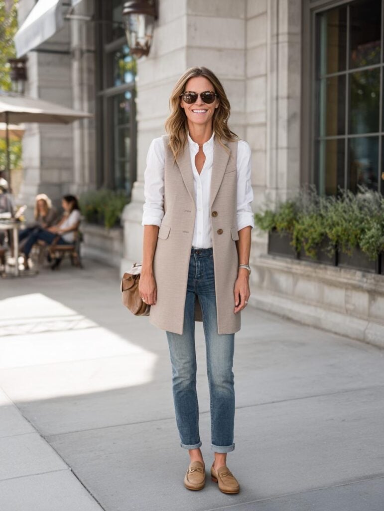 40 Slimming Vest Outfits for Women Over 40 Who Secretly Hate Looking ...