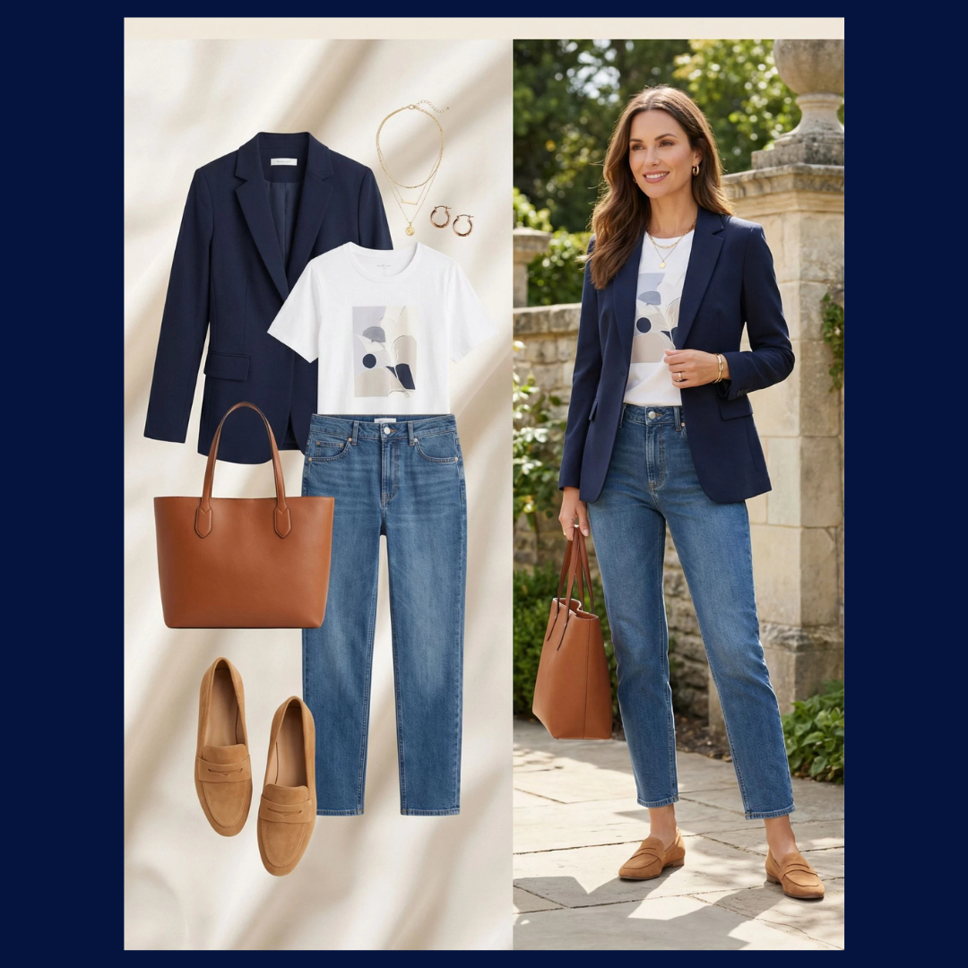 6 Stylish Blue Blazer Outfits for Women Over 40 - Threadcurve